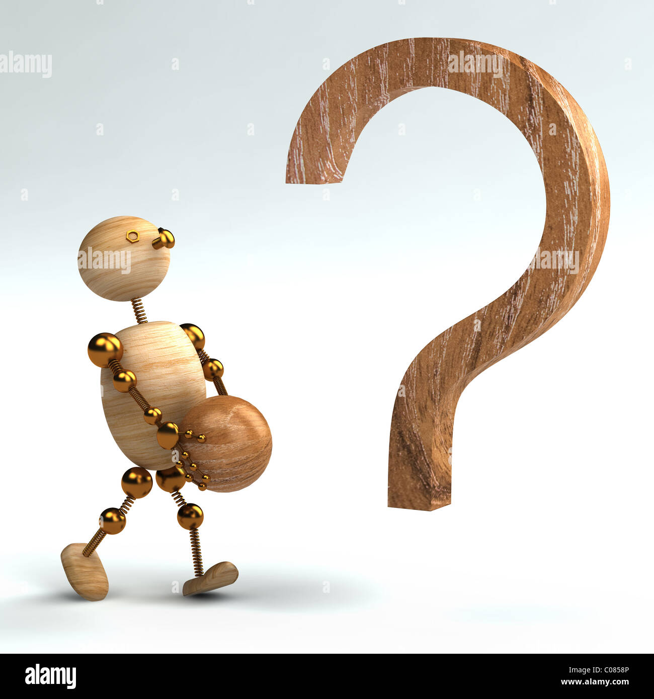 wood man with question mark isolated 3d rendered Stock Photo - Alamy