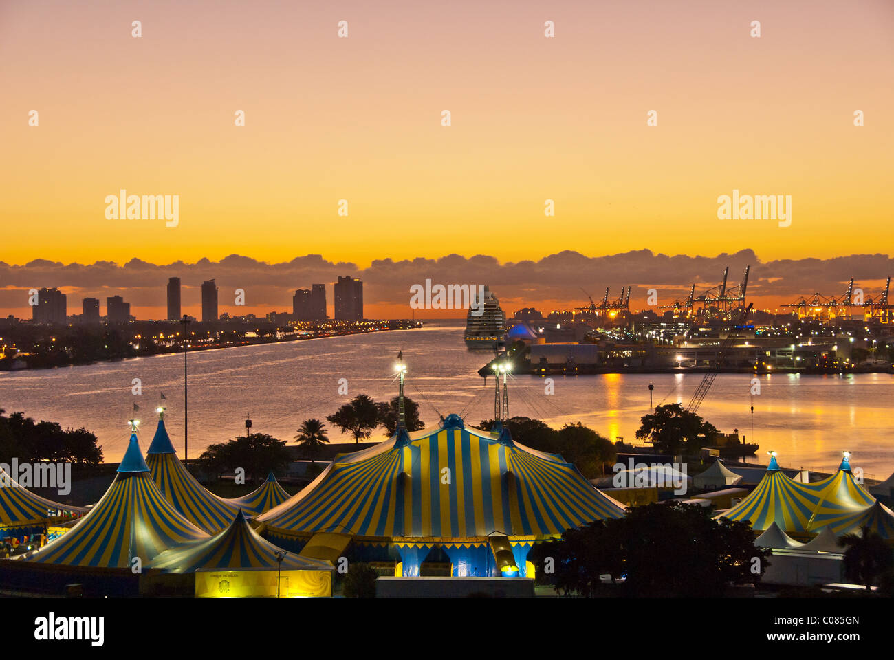 Sunrise at Port of Miami, known as "Cruise Capital of the World" on ...