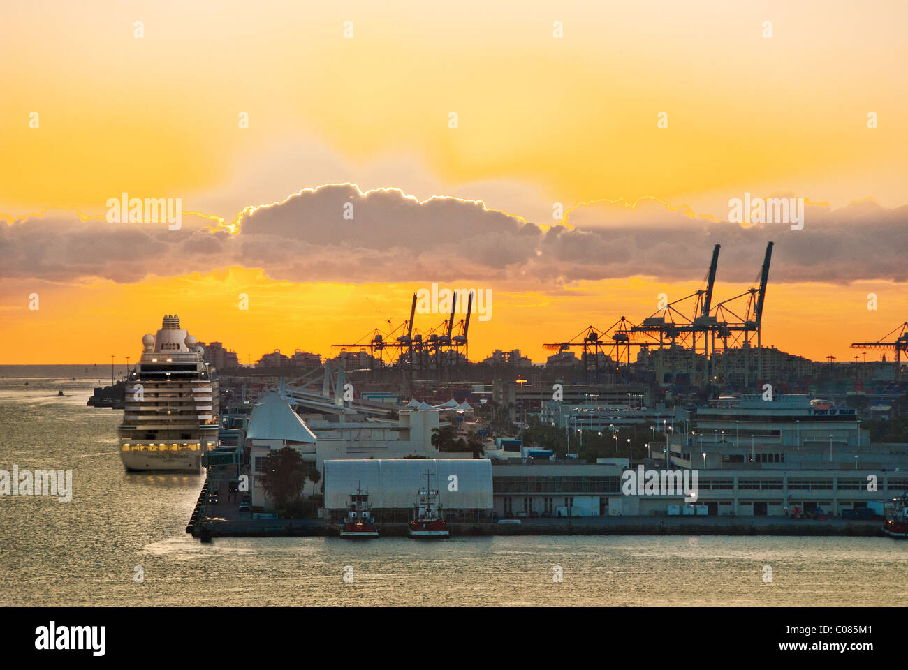 Sunrise at Port of Miami, known as "Cruise Capital of the World" on ...