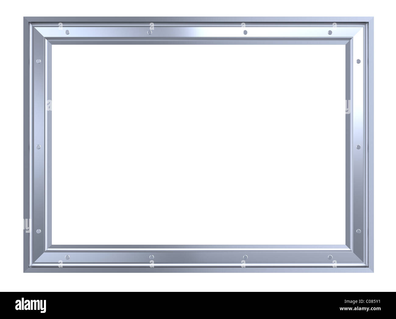 Silver-chrome rectangular frame isolated on white background Stock ...