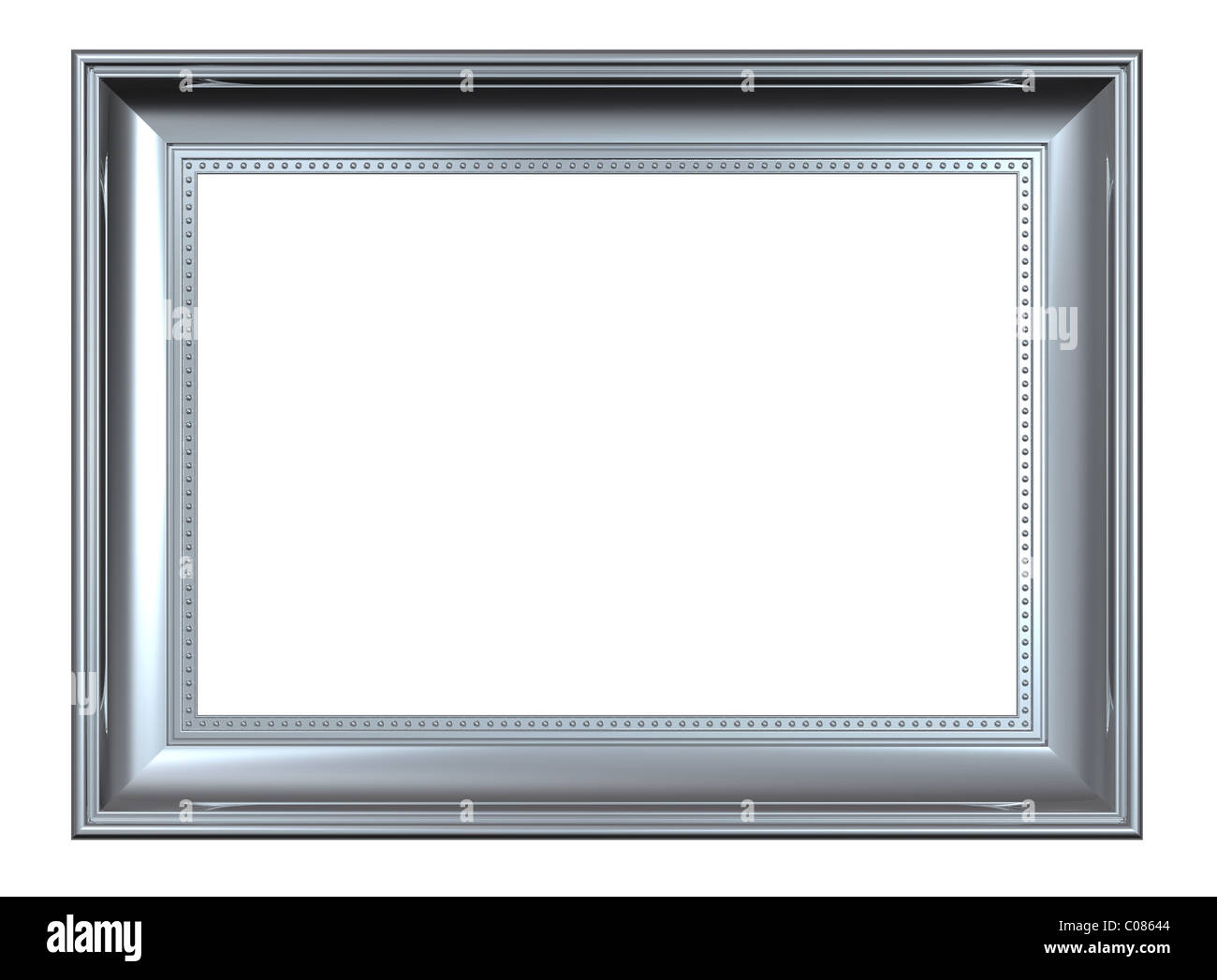 Silver rectangular frame isolated on white background Stock Photo - Alamy
