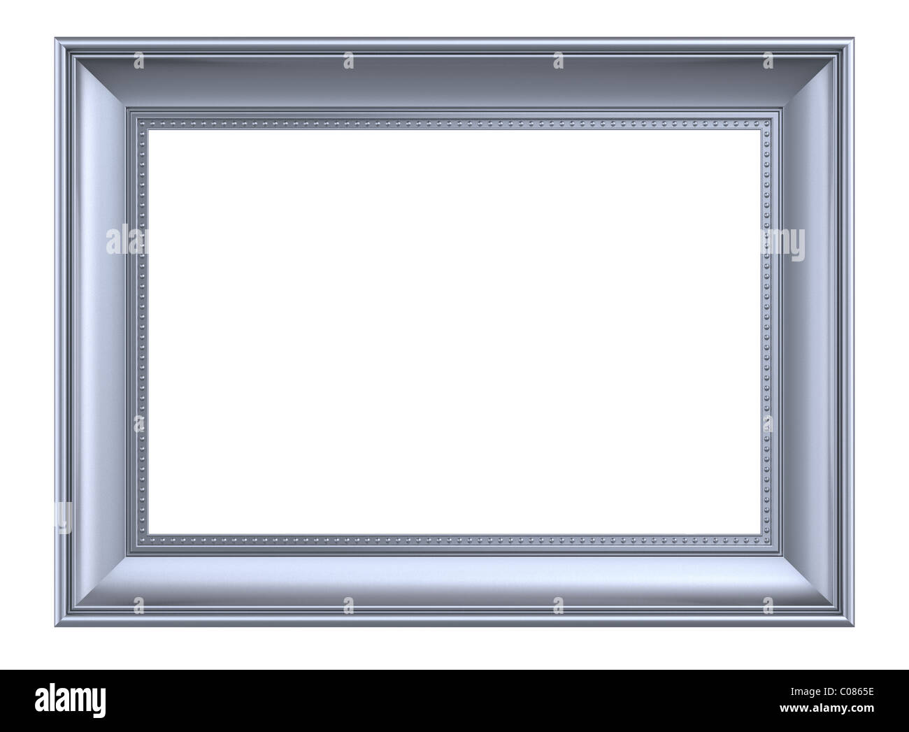 Silver rectangular frame isolated on white background Stock Photo - Alamy