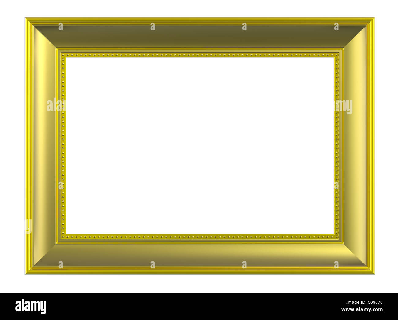 Gold rectangular frame isolated on white background Stock Photo - Alamy