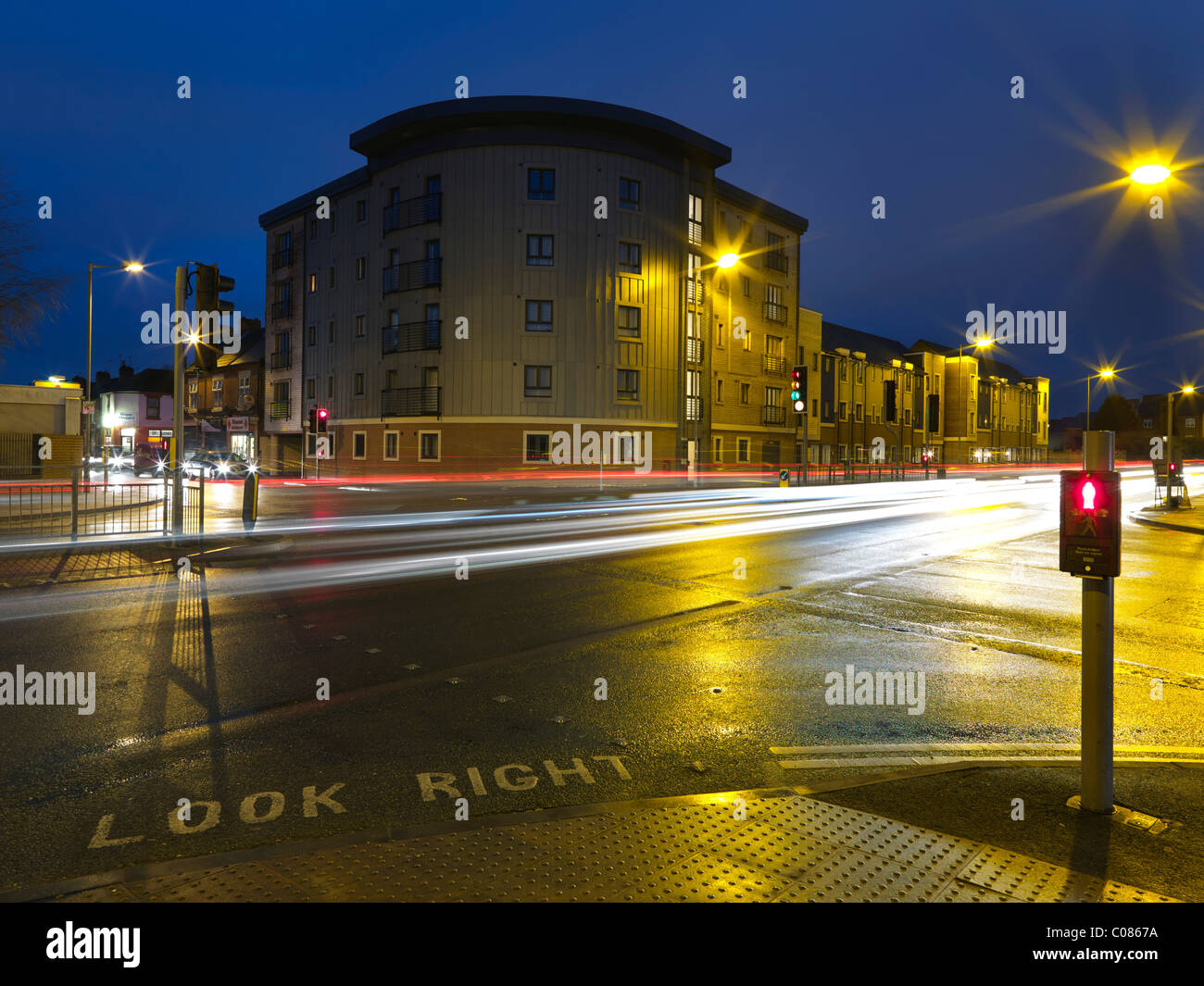 Lights on apartment building night hi-res stock photography and images ...