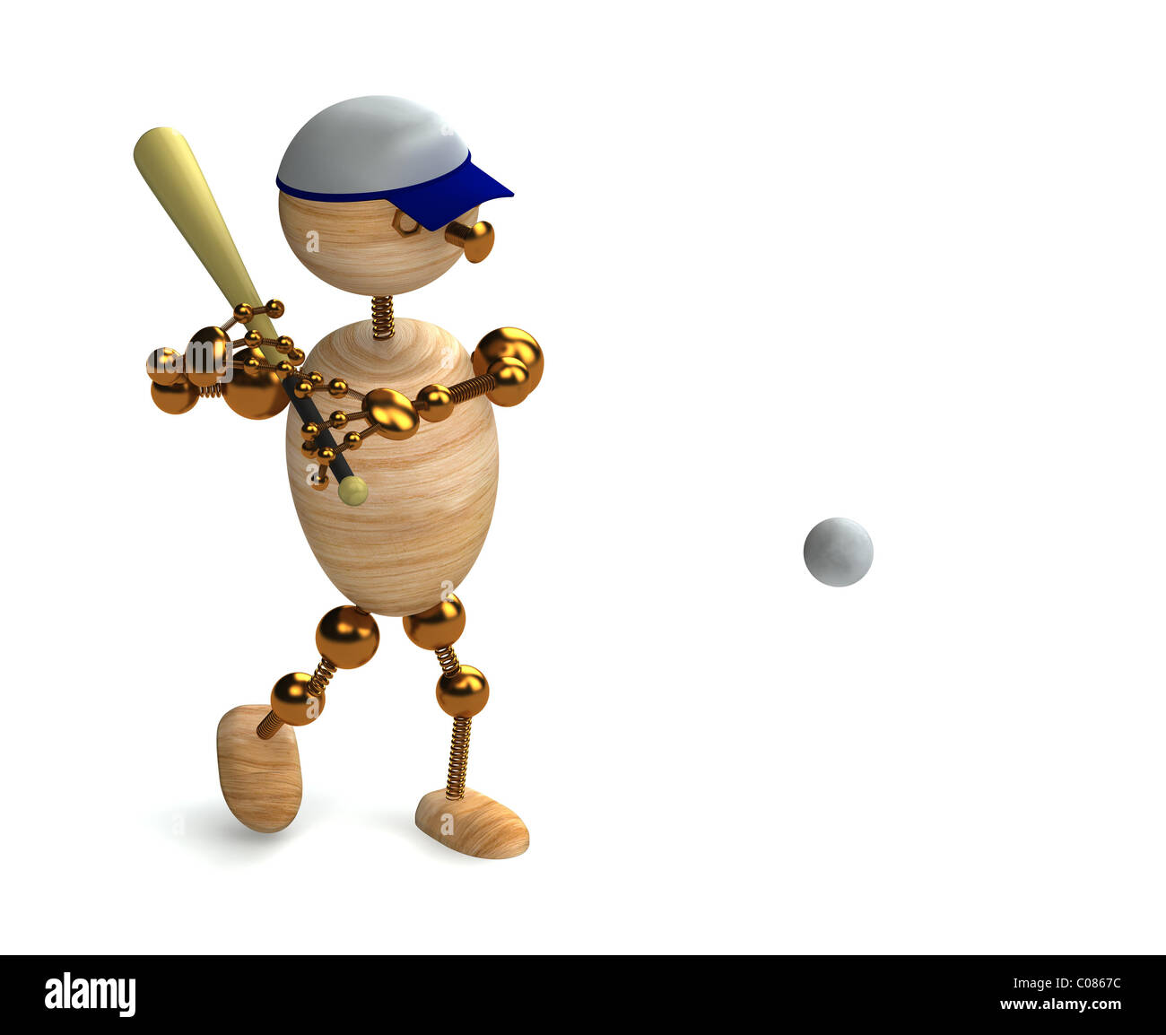 wood man baseball player 3d rendered Stock Photo - Alamy