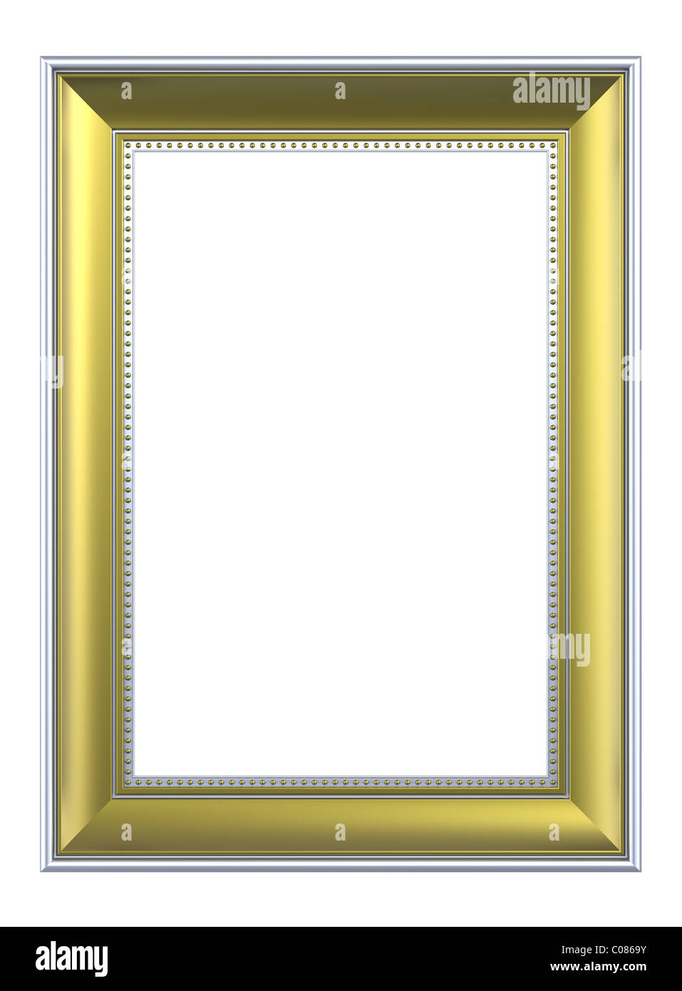 Gold rectangular frame isolated on white background Stock Photo - Alamy