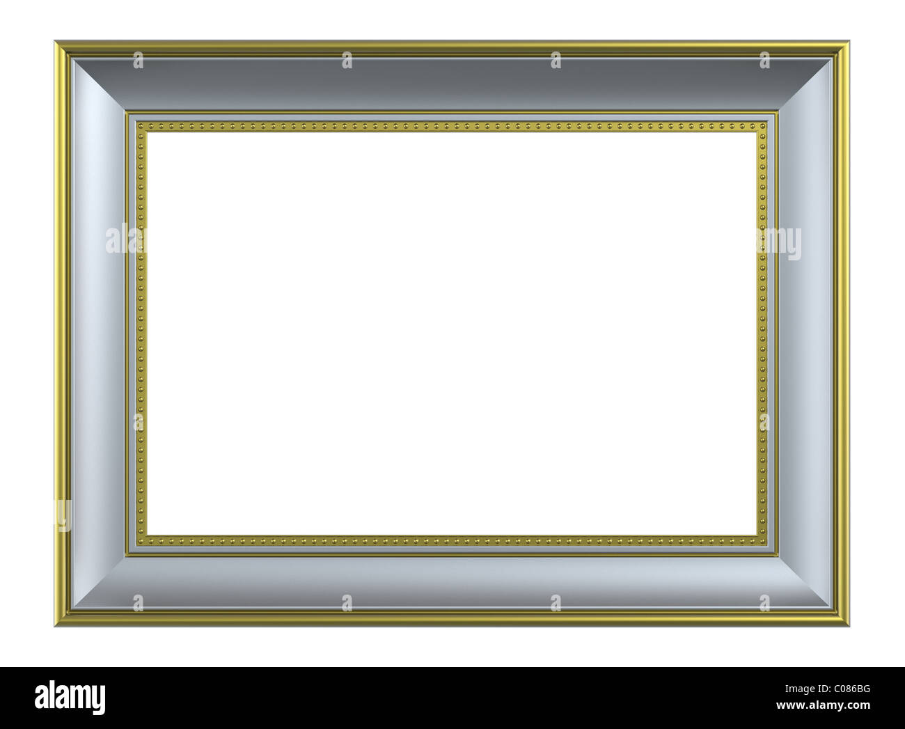 Silver rectangular frame isolated on white background Stock Photo - Alamy