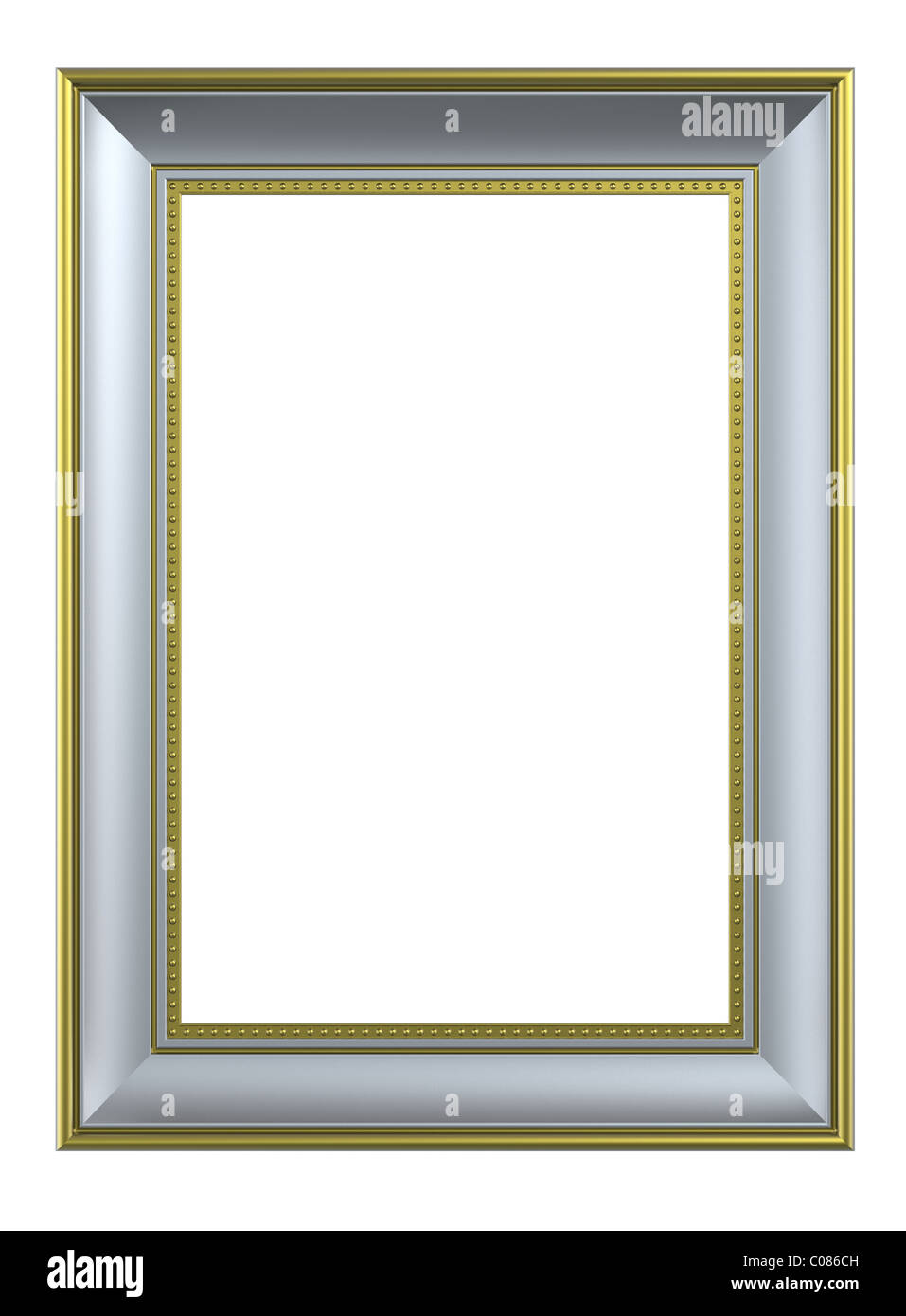 Silver rectangular frame isolated on white background Stock Photo - Alamy