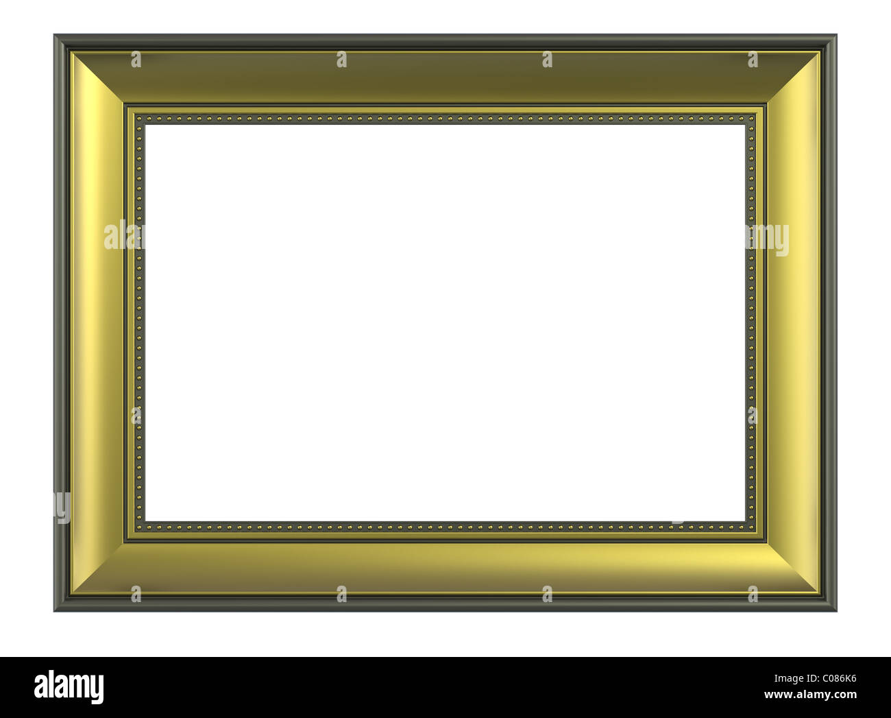 Gold rectangular frame isolated on white background Stock Photo - Alamy