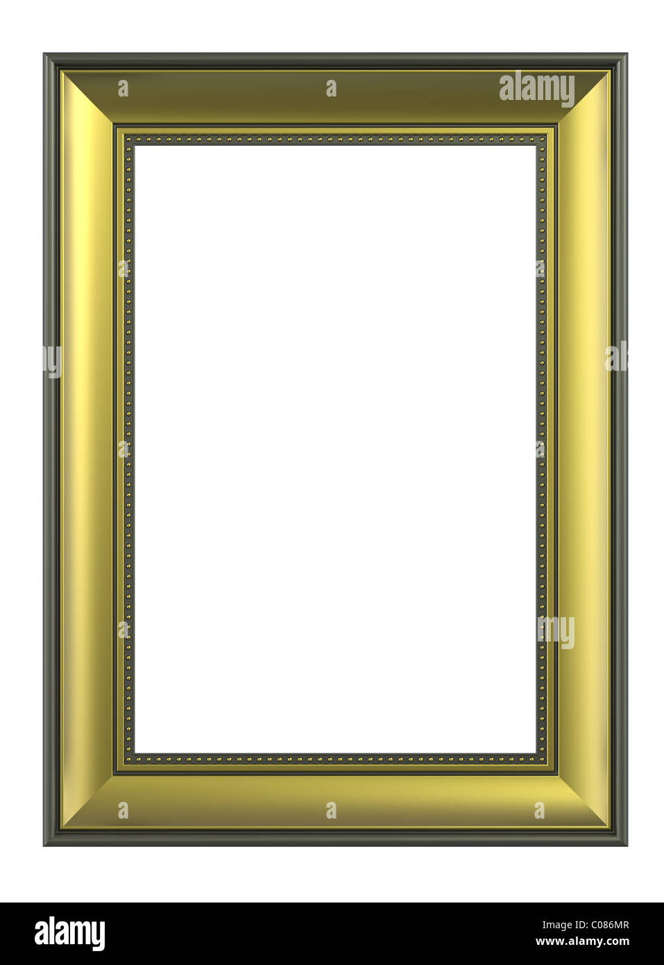 Gold rectangular frame isolated on white background Stock Photo - Alamy