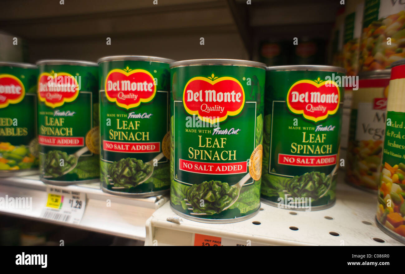 Cans of Del Monte Foods canned vegetables are seen on a supermarket ...
