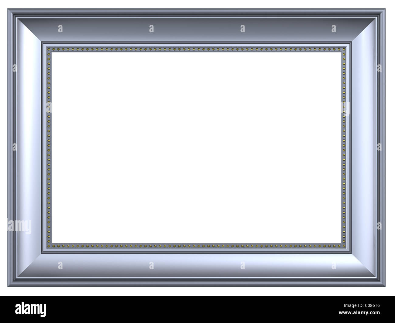 Silver rectangular frame isolated on white background Stock Photo - Alamy