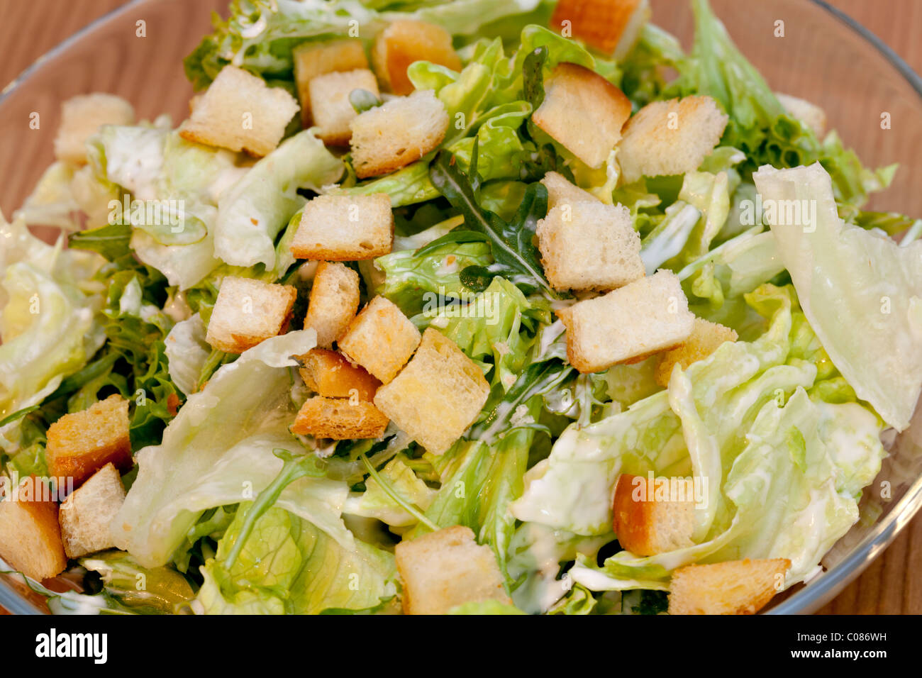 Caesar Salad, healthy with roasted bread Stock Photo - Alamy