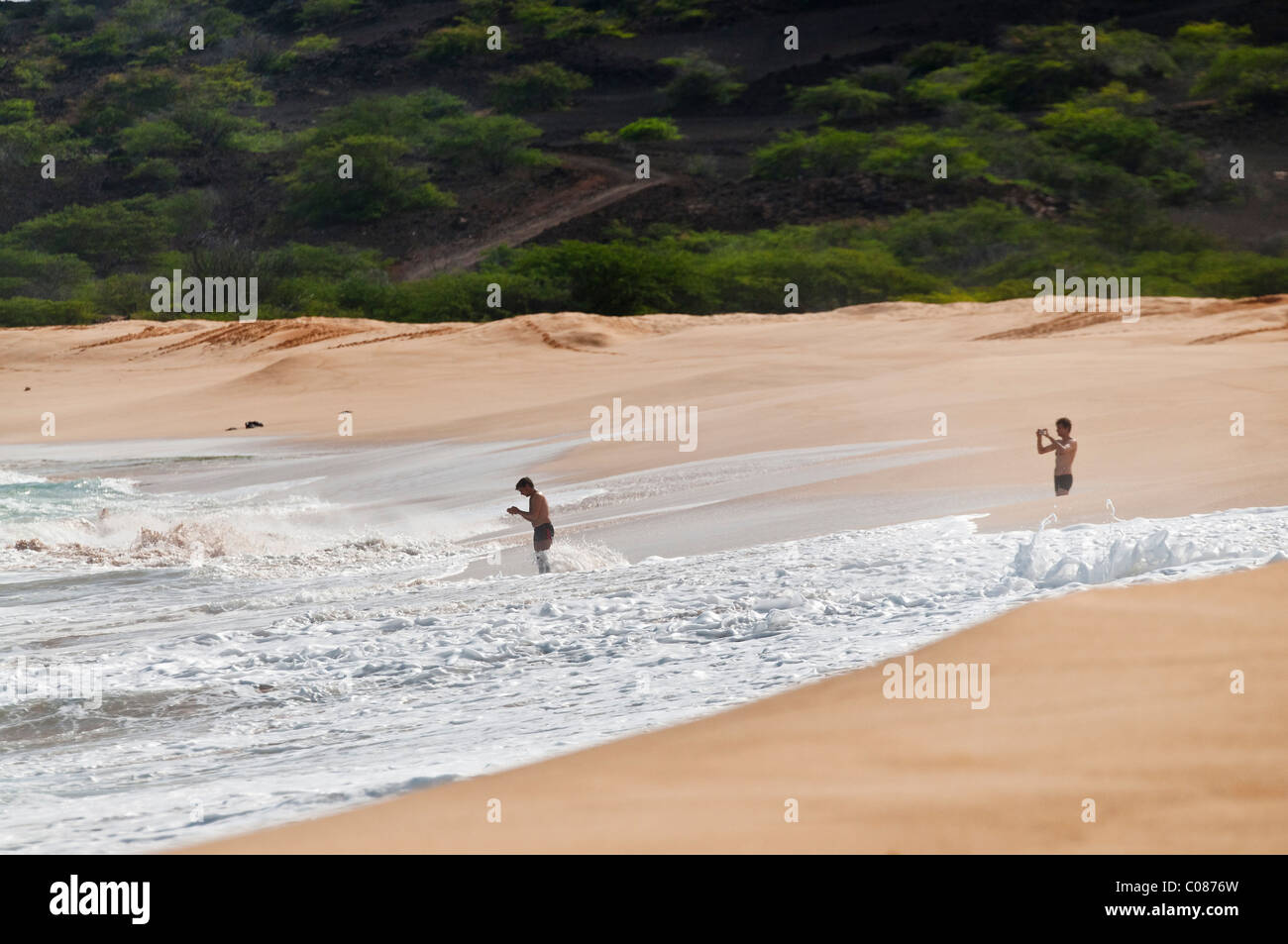 Tourists on Turtle Beach Ascension Island South Atlantic Ocean Stock ...