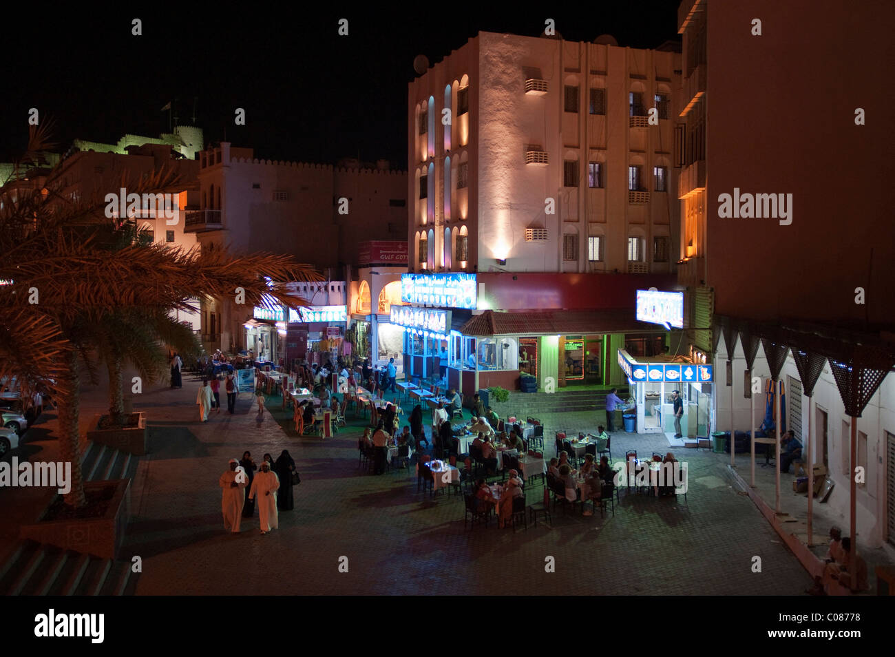 Street scene at night in the Souq of Mutrah, Oman, Middle East Stock ...