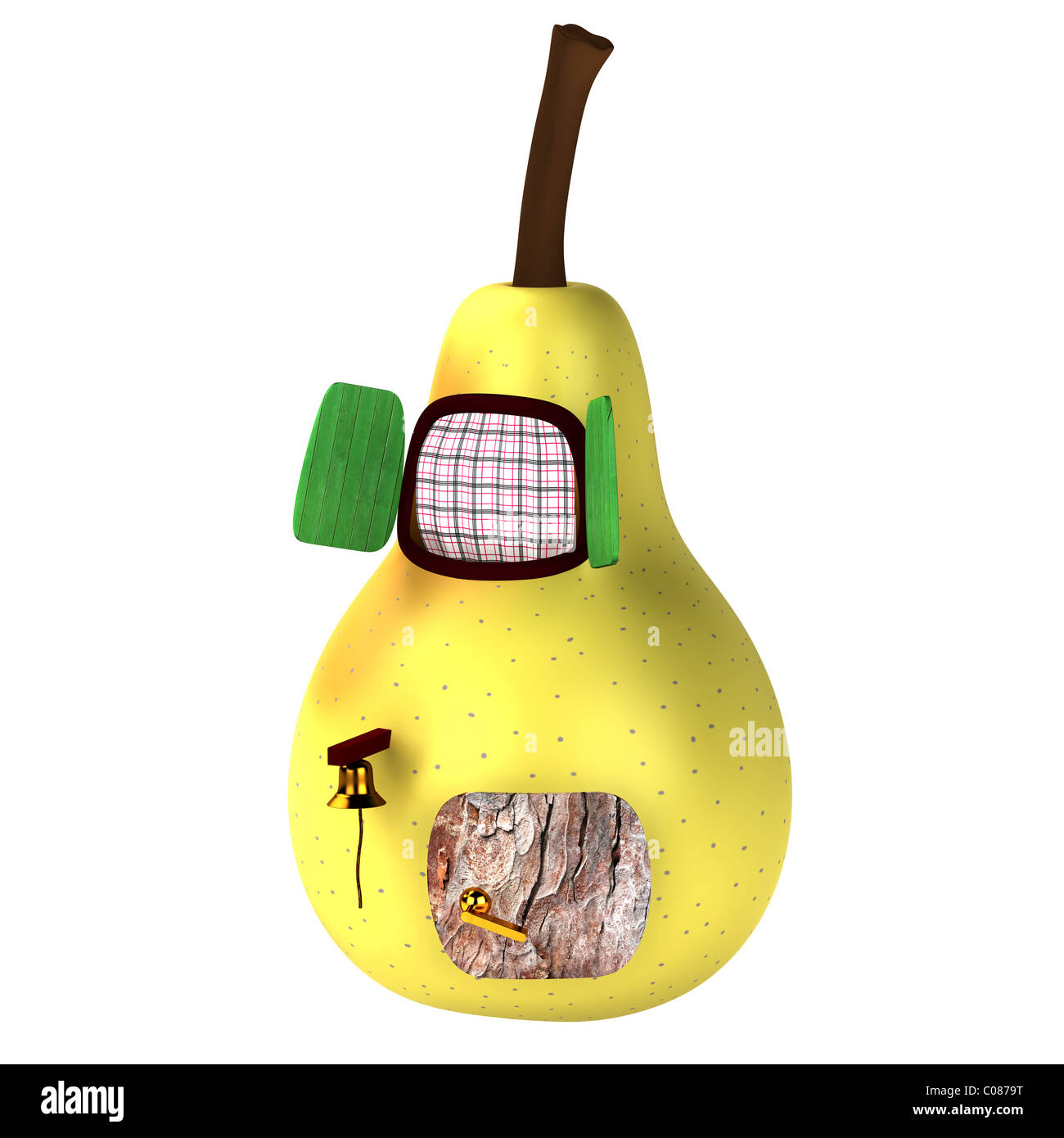 3d light yellow pear house isolated on white Stock Photo - Alamy
