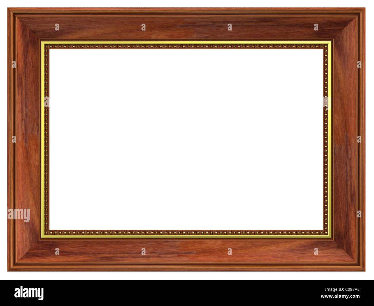 Rosewood with gold rectangular frame isolated on white background Stock ...
