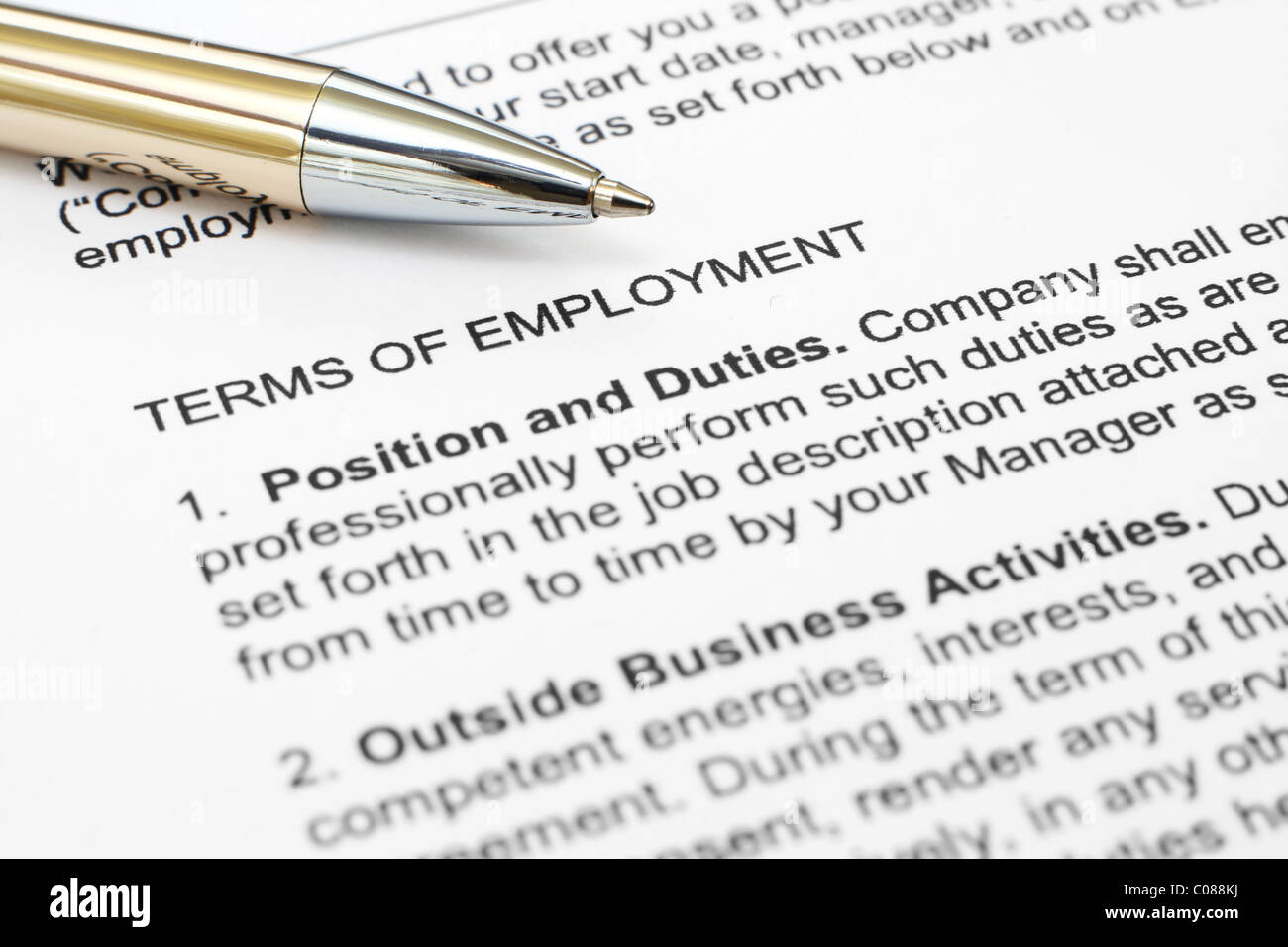 Terms of employment Stock Photo - Alamy