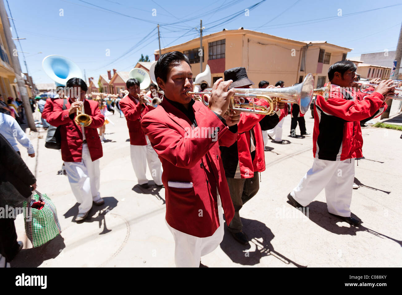 Celebrations and dancing in costume at Puno Week 2010 in Peru Stock ...