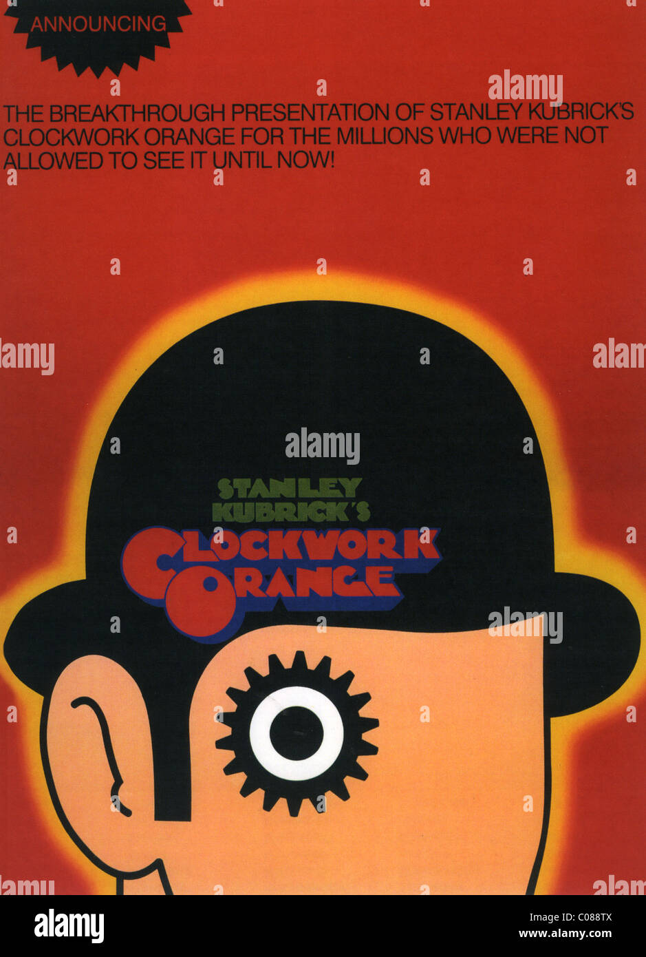 CLOCKWORK ORANGE Poster for 1971 Warner film directed by Stanley ...