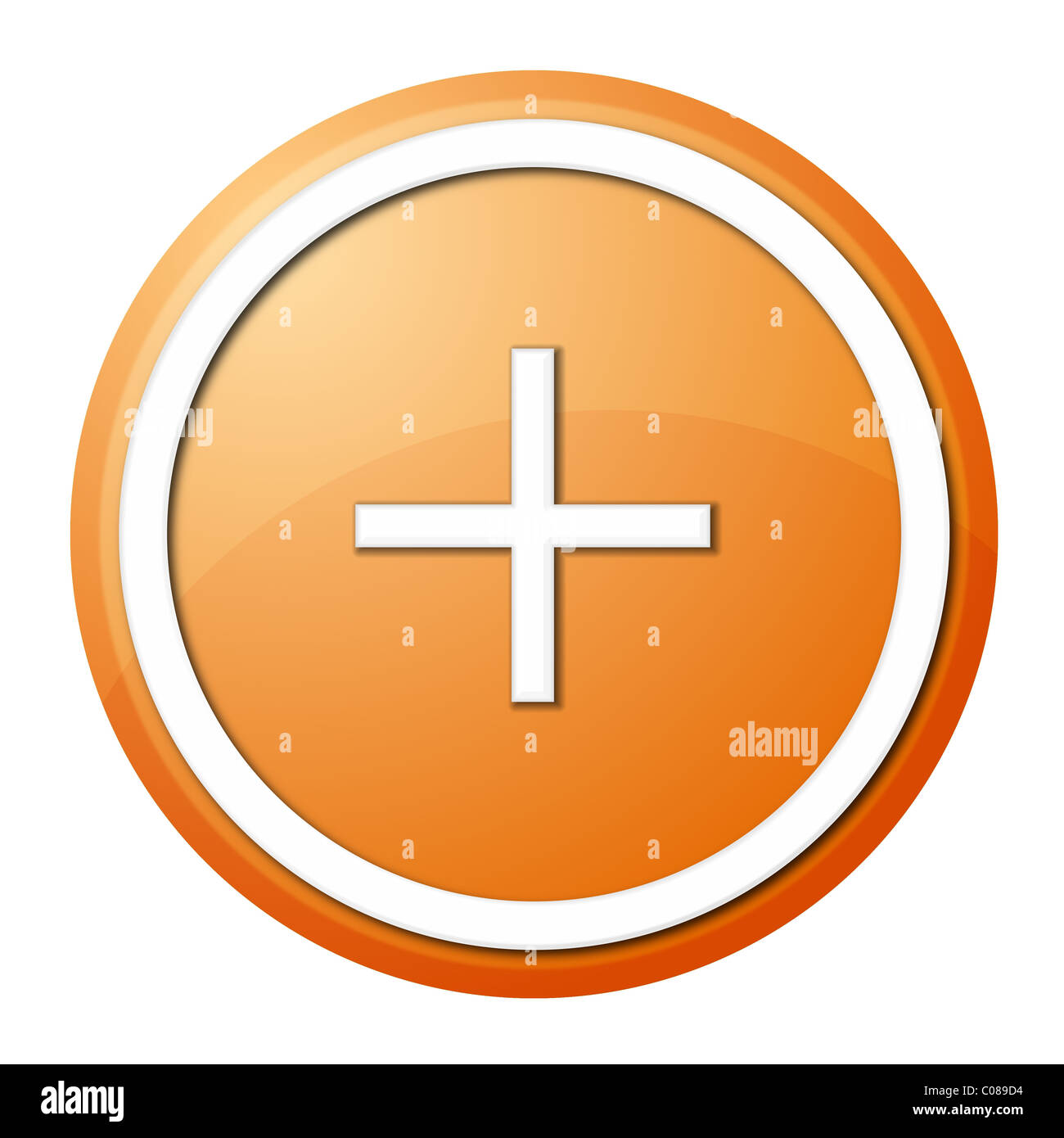 orange round plus button Stock Photo - Alamy