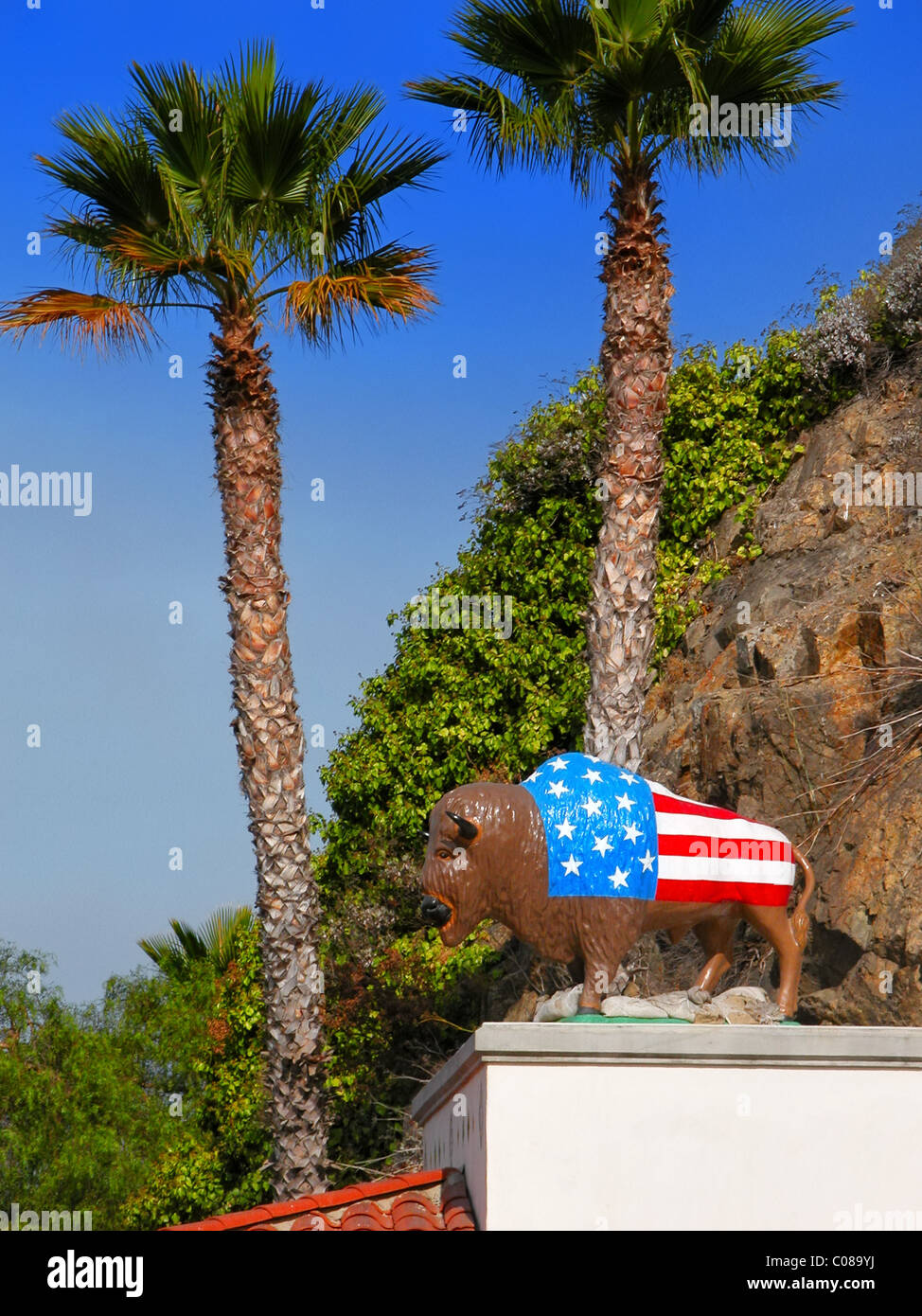 The sculpture of the star spangled banner wearing buffalo is a landmark ...