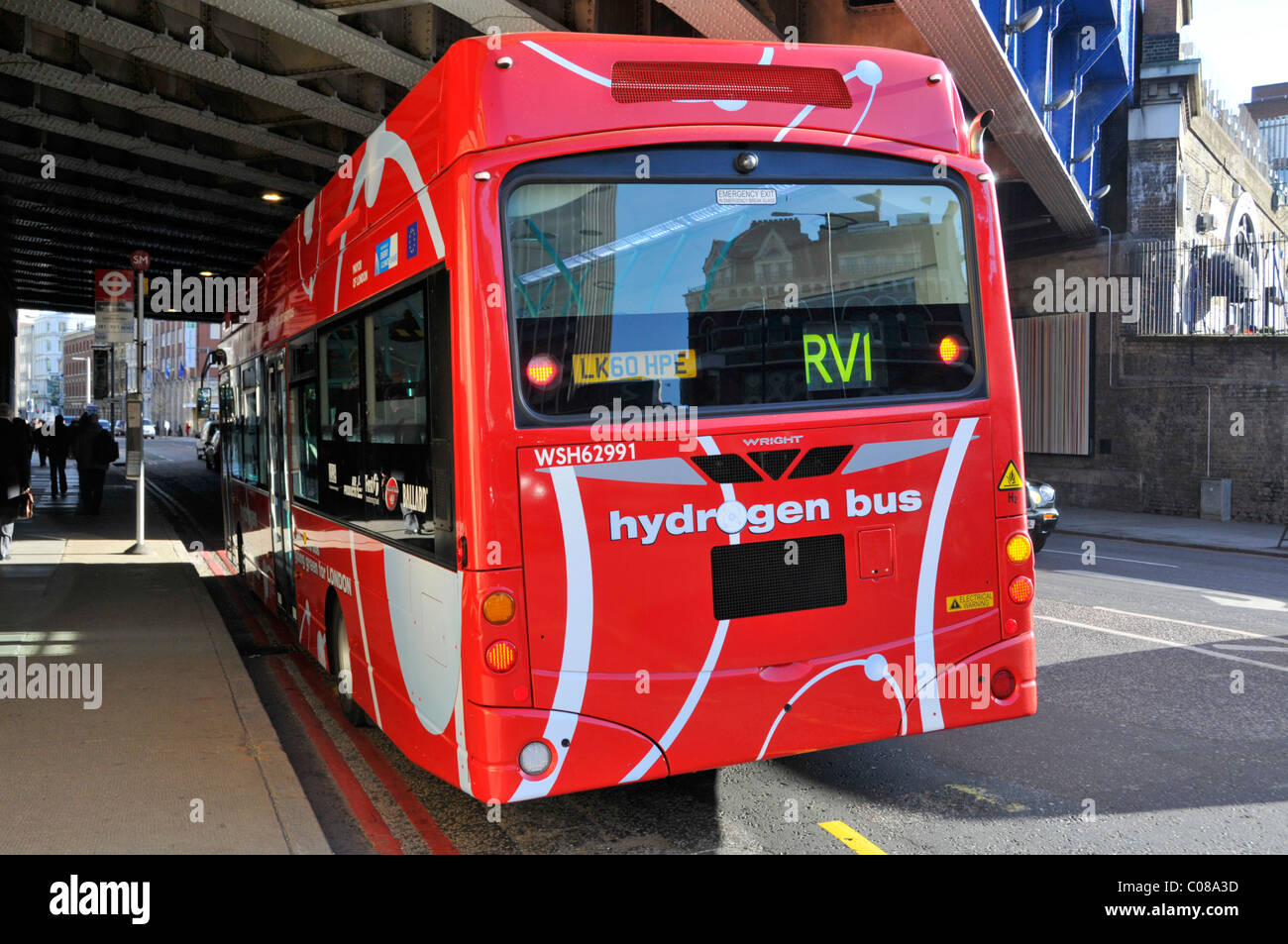 Rear back view environmentally friendly modern red Hydrogen fuel cell ...