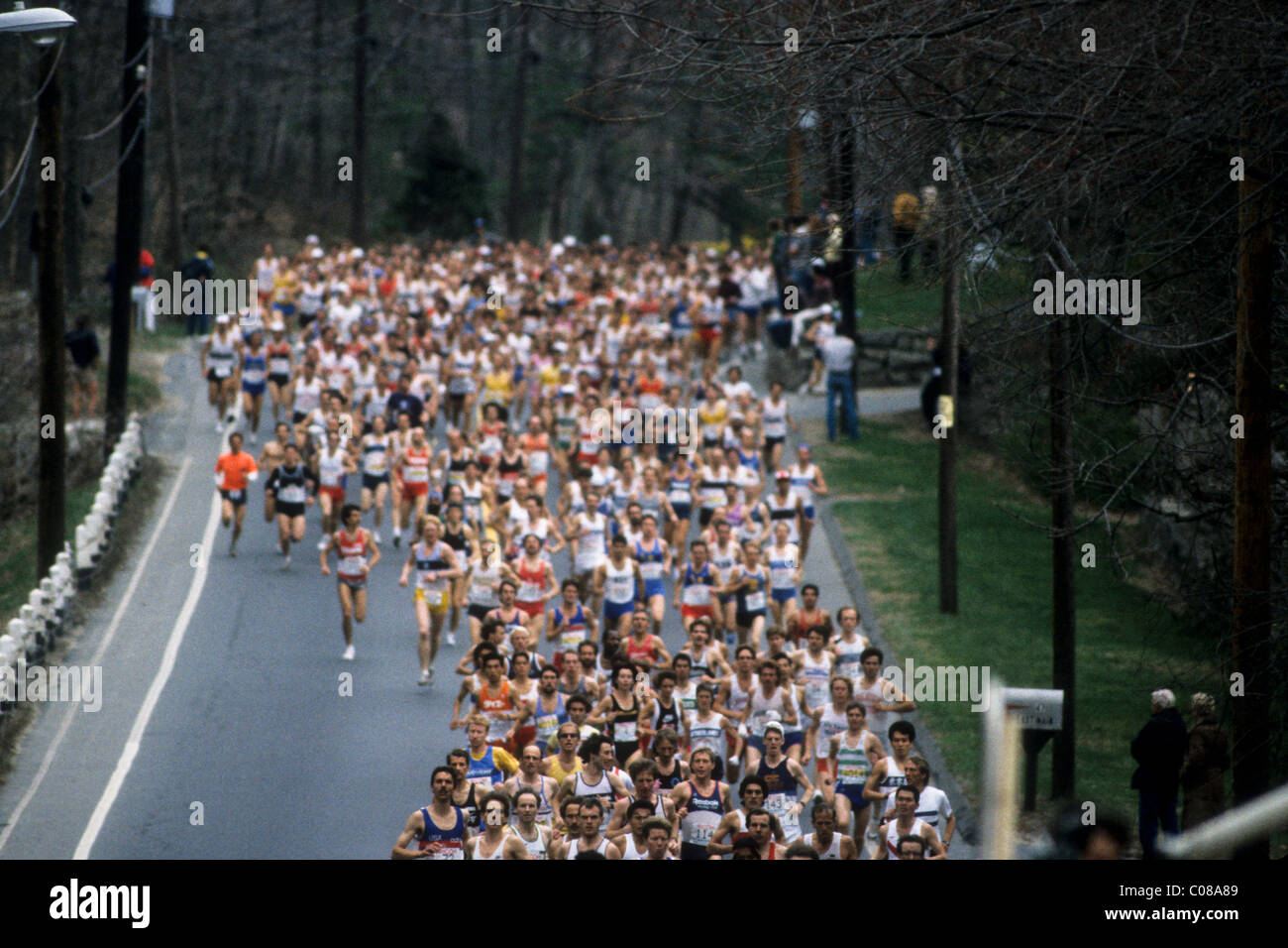 Start of the 1986 Boston Marathon in Hopkinton, MA Stock Photo - Alamy