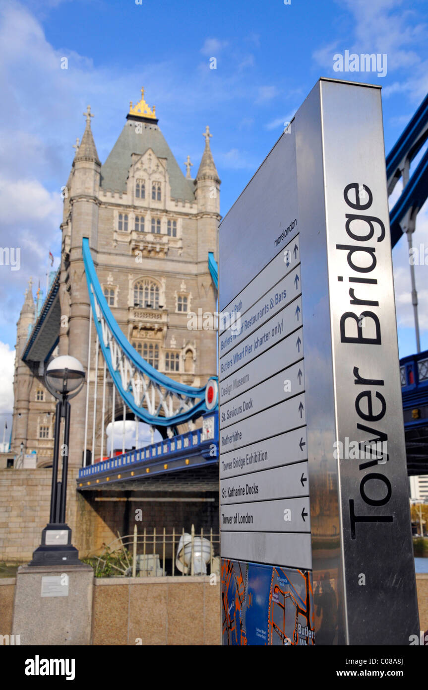 Street scene modern legible London street sign post beside iconic ...