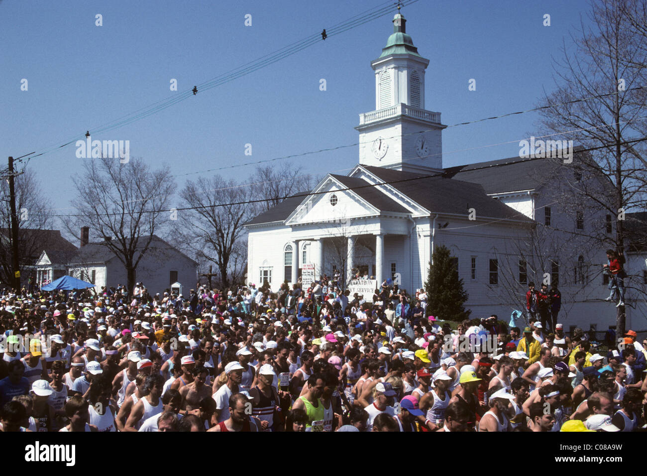 Start of the 1990 Boston Marathon in Hopkinton, MA Stock Photo - Alamy