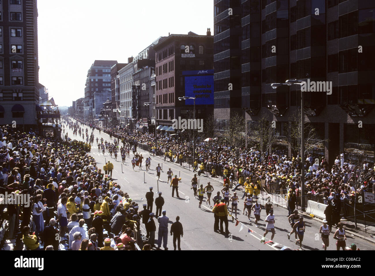 Finishers on Boyleston Street at the 1990 Boston Marathon Stock Photo ...