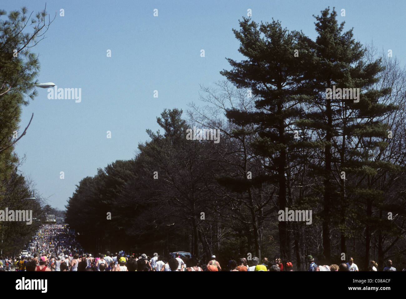 Runners at the 15 mile mark in Wellesley, MA during the 1990 Boston ...