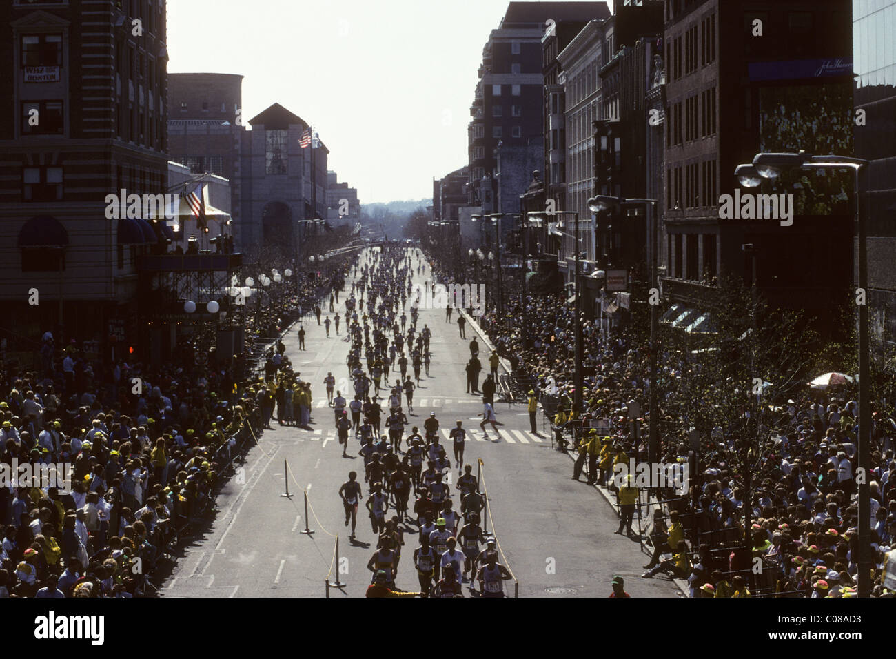 Finishers on Boyleston Street at the 1990 Boston Marathon Stock Photo ...