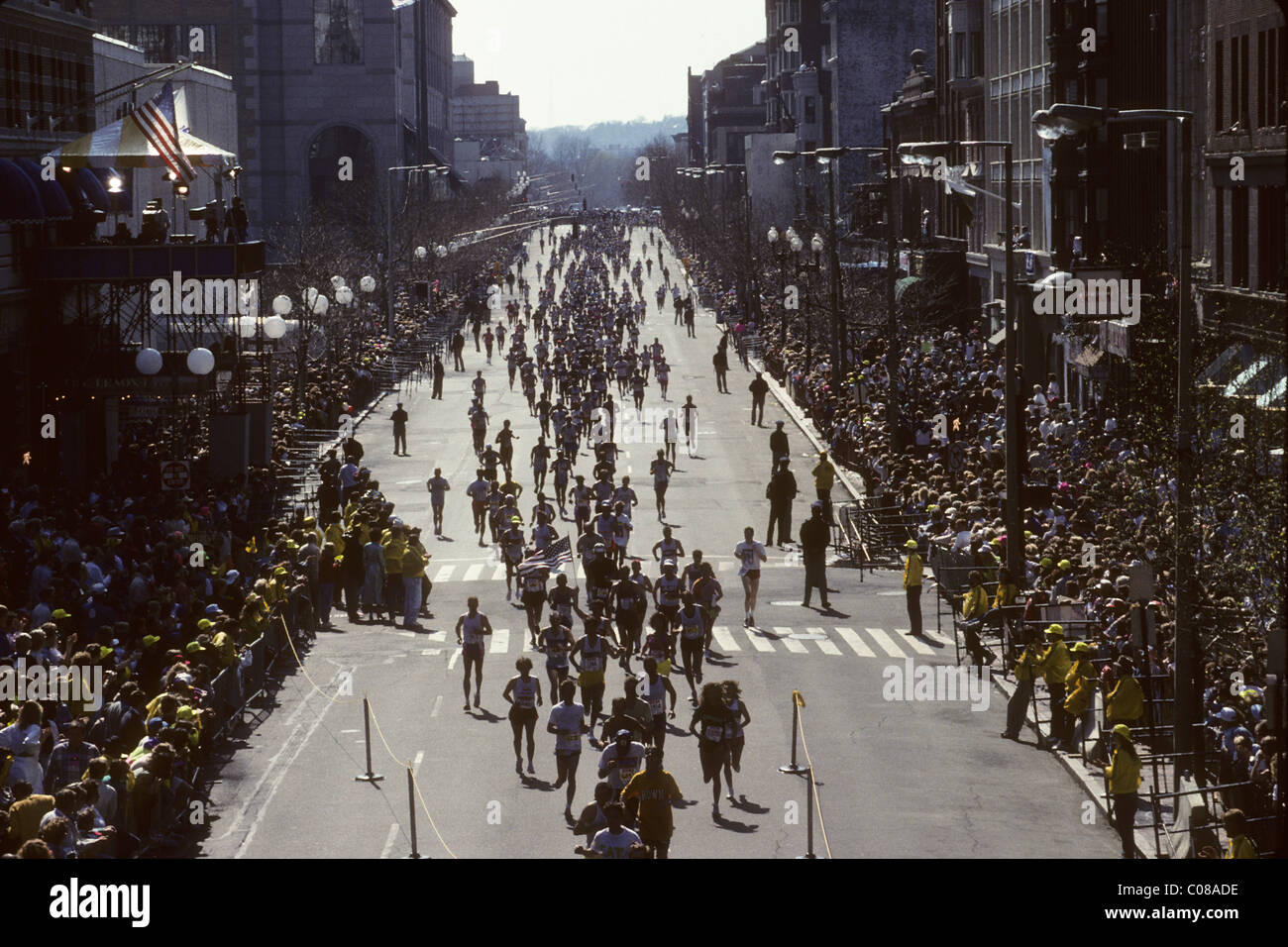 Finishers on Boyleston Street at the 1990 Boston Marathon Stock Photo ...