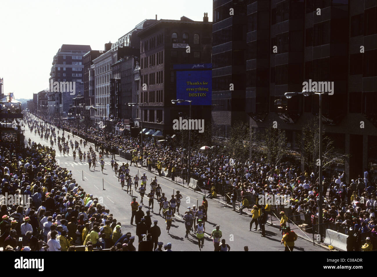 Finishers on Boyleston Street at the 1990 Boston Marathon Stock Photo ...