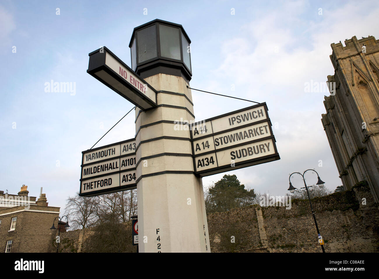The Pillar of Salt Road Sign, Angel Hill, Bury St Edmunds which is ...