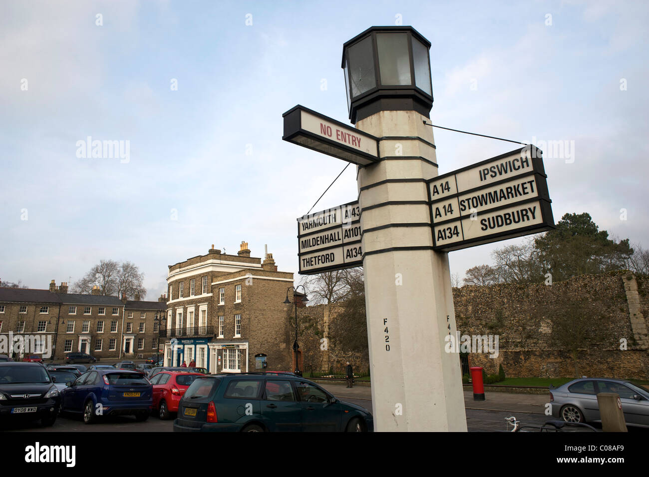 The Pillar of Salt Road Sign, Angel Hill, Bury St Edmunds which is ...