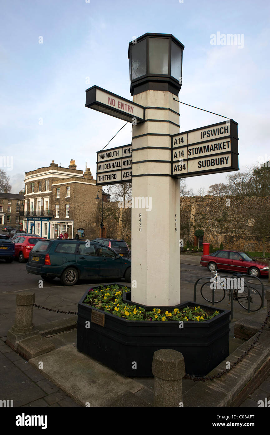 The Pillar of Salt Road Sign, Angel Hill, Bury St Edmunds which is ...