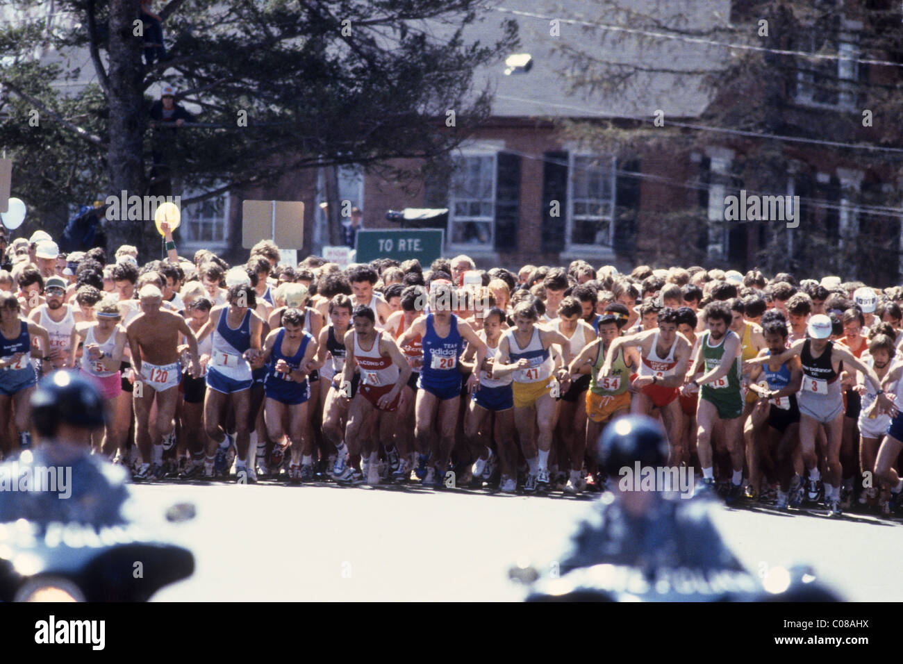 Start of the 1982 Boston Marathon in Hopkinton, MA Stock Photo - Alamy