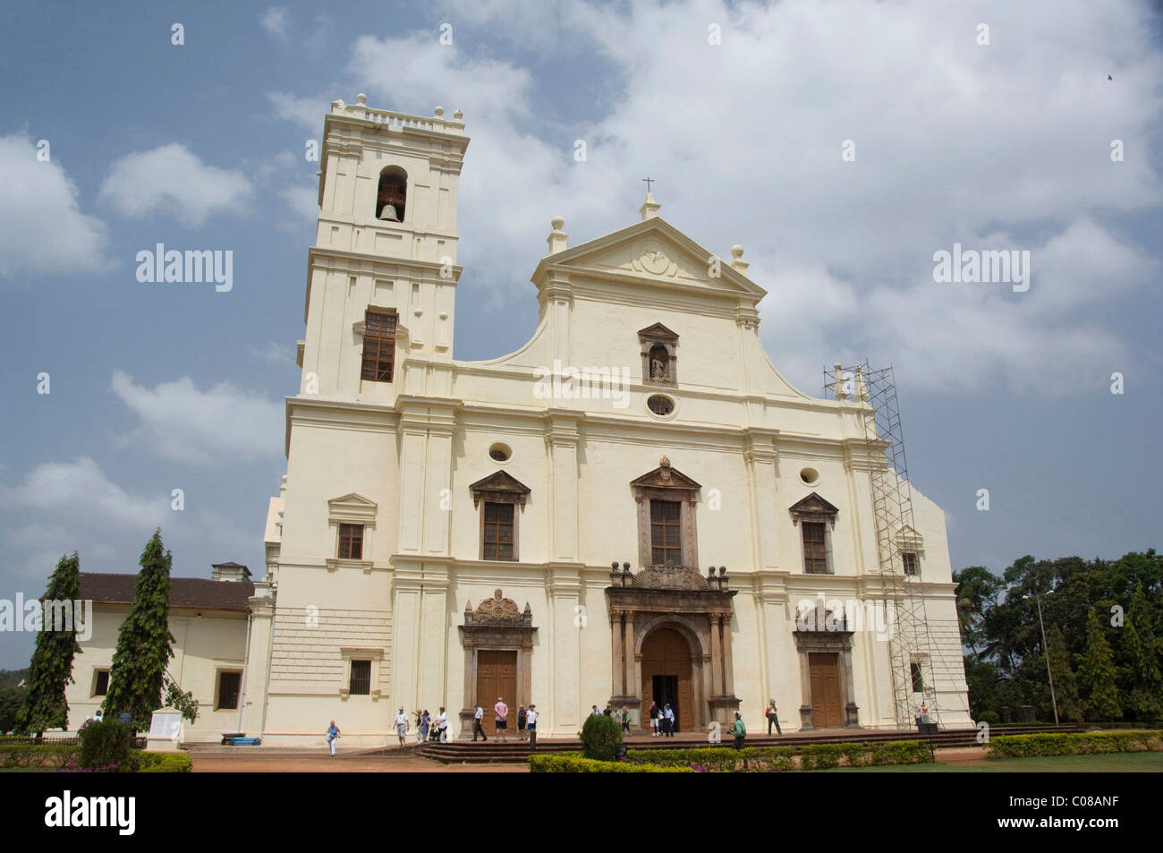 India, Goa, city of Old Goa. Portuguese-Gothic style Se Cathedral ...