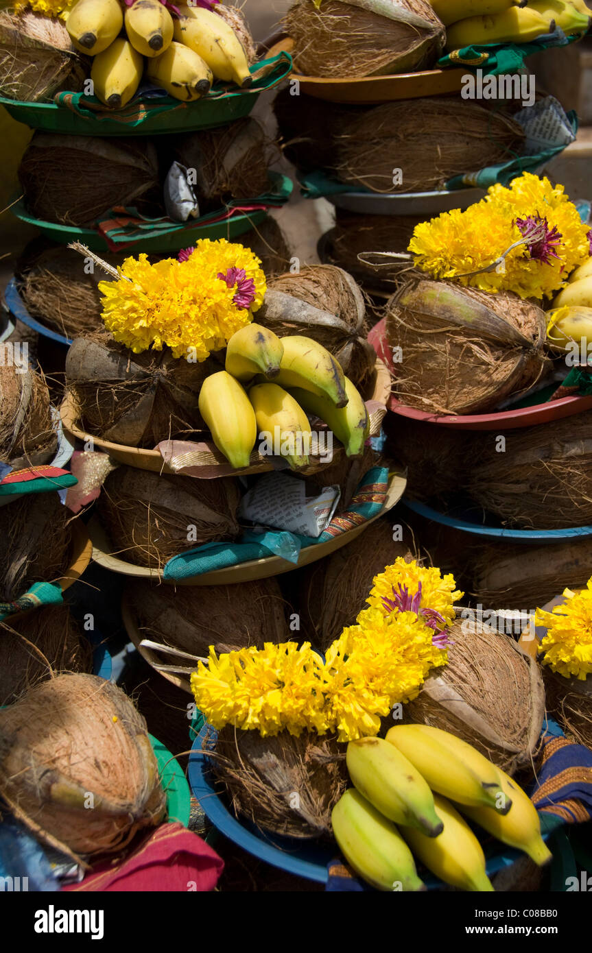 India, Goa. Hindu Mahalsa Temple, typical feast day offering Stock ...