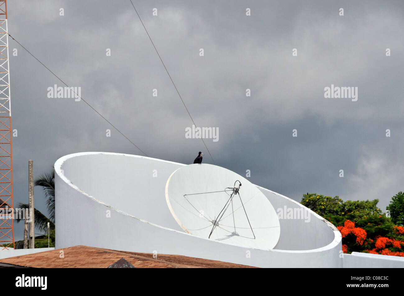 satellite antenna disk Puerto Ayora Galapagos islands Ecuador Stock ...