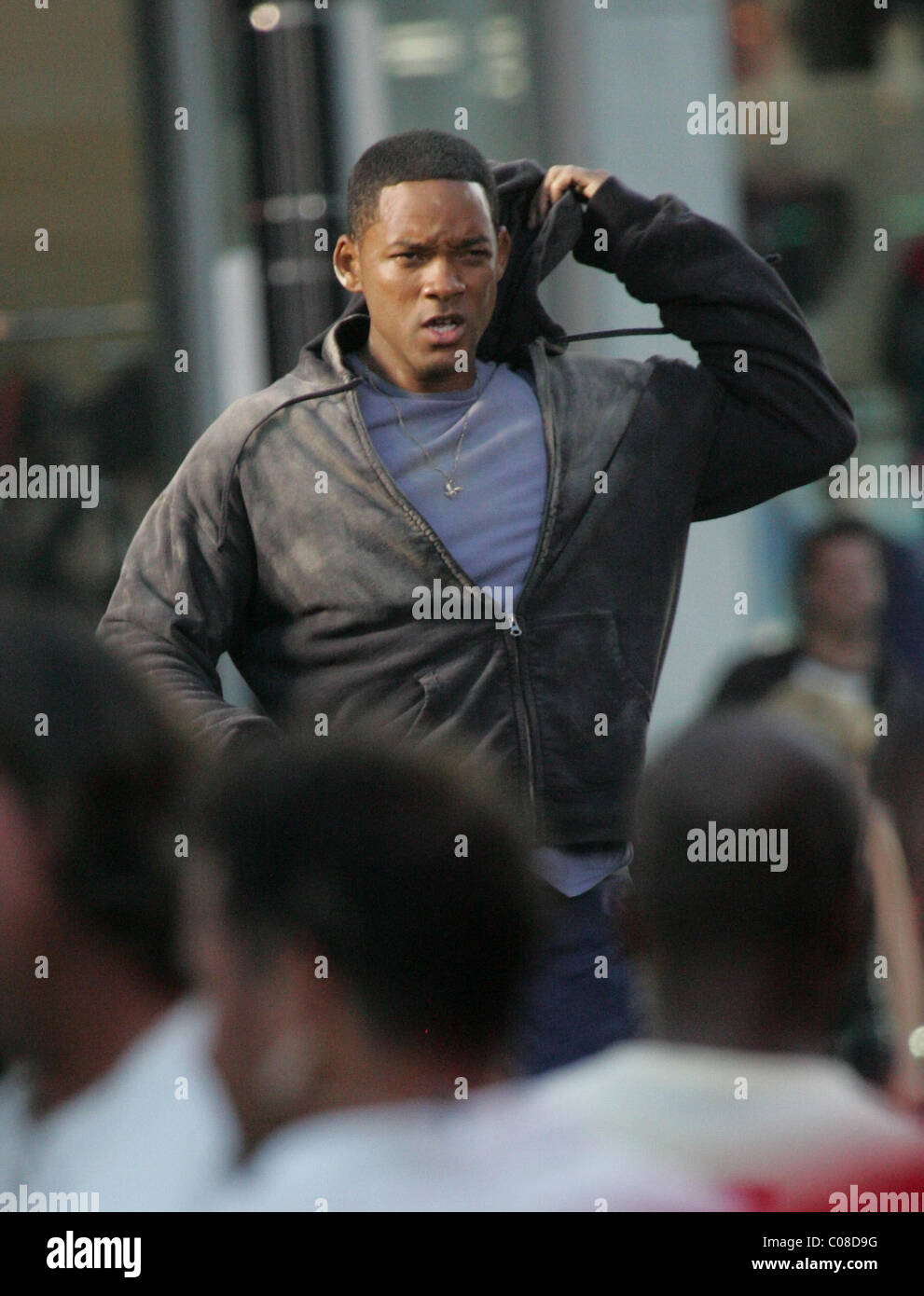 Will Smith on location on Hollywood Boulevard filming an explosive ...