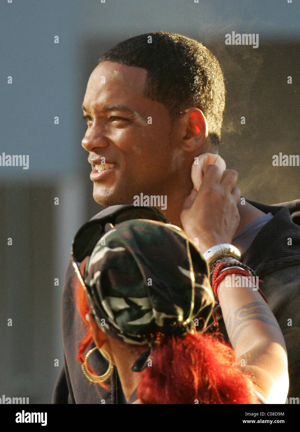 Will Smith on location on Hollywood Boulevard filming an explosive ...