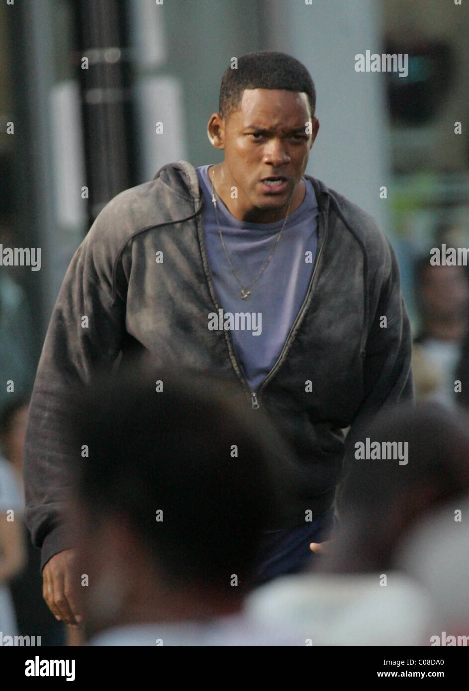 Will Smith on location on Hollywood Boulevard filming an explosive ...