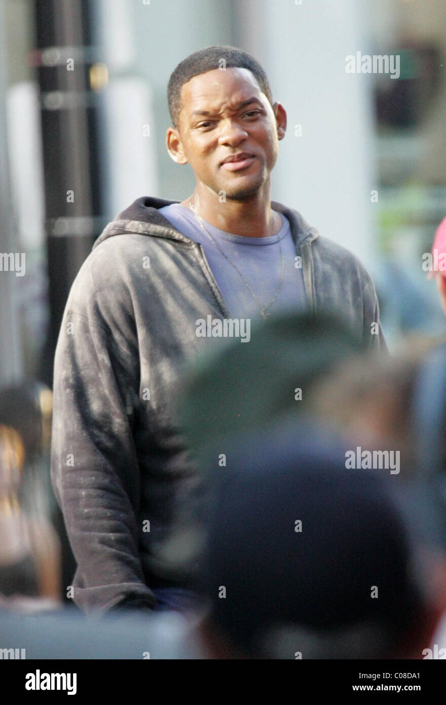 Will Smith on location on Hollywood Boulevard filming an explosive ...