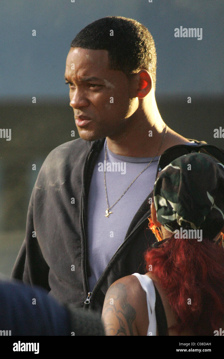 Will Smith on location on Hollywood Boulevard filming an explosive ...
