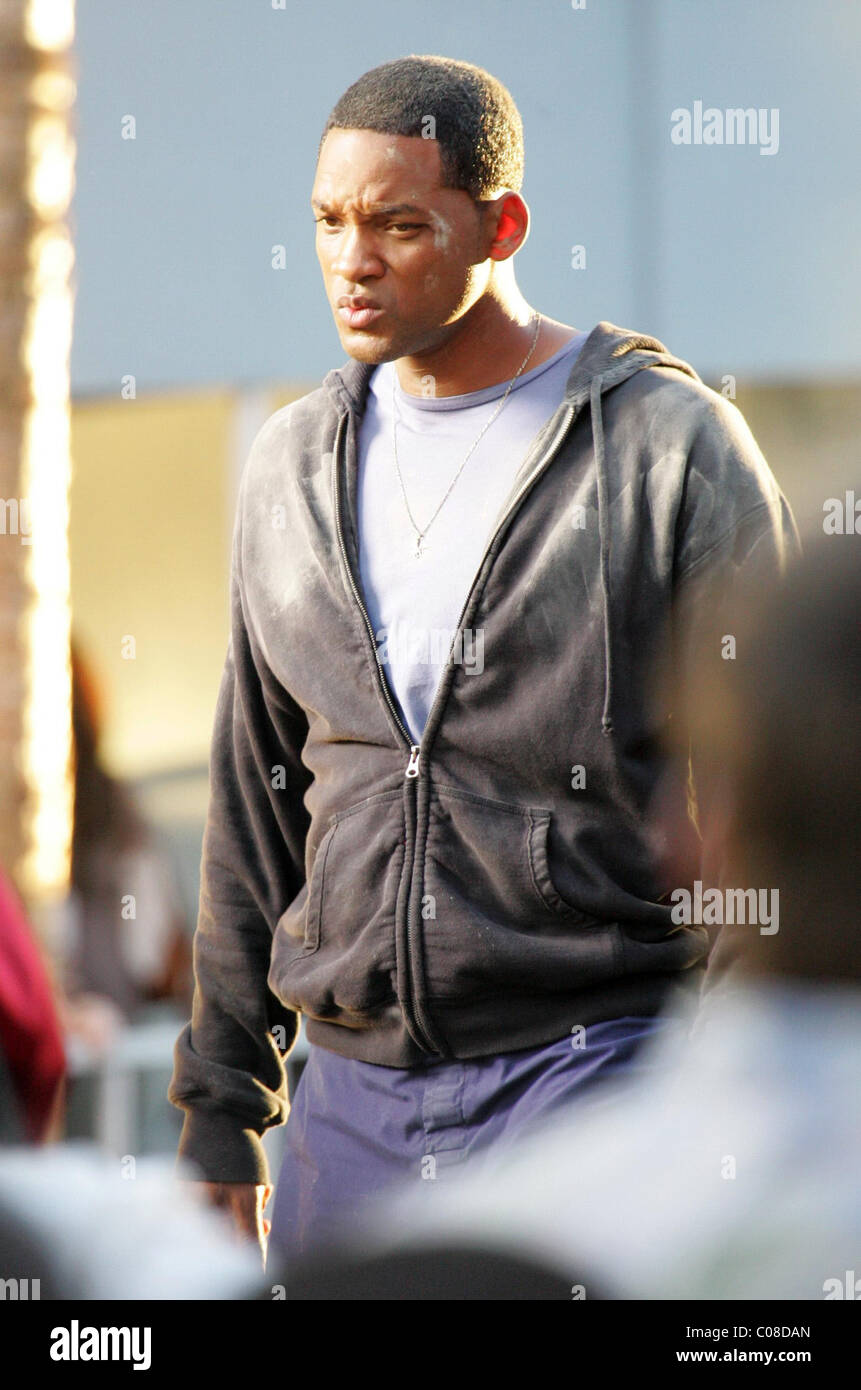 Will Smith on location on Hollywood Boulevard filming an explosive ...