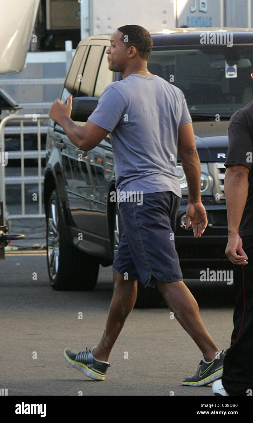 Will Smith on location on Hollywood Boulevard filming an explosive ...
