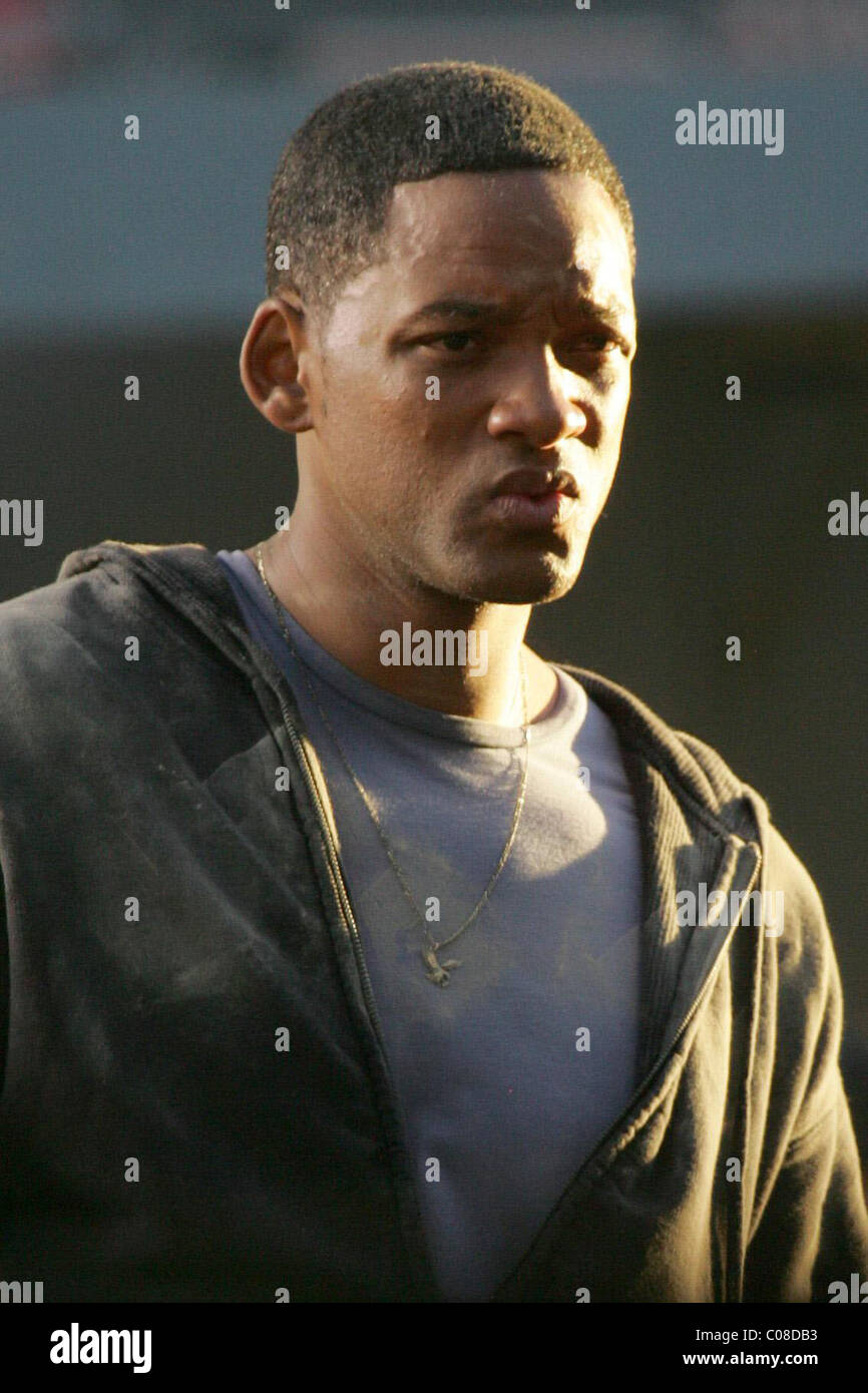 Will Smith on location on Hollywood Boulevard filming an explosive ...